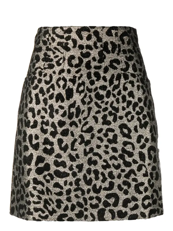 GENNY Leopard-print Mini Skirt - Silver
