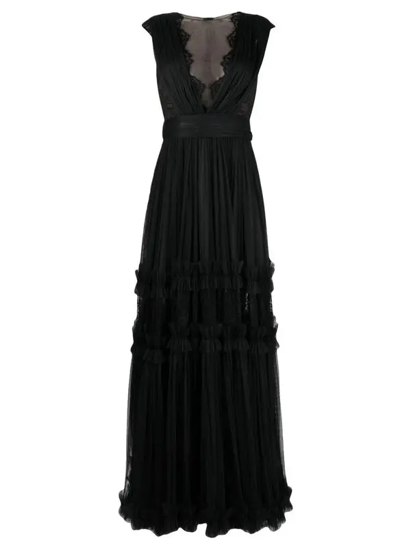 ANA RADU Sleeveless Ruched Maxi Dress - Black