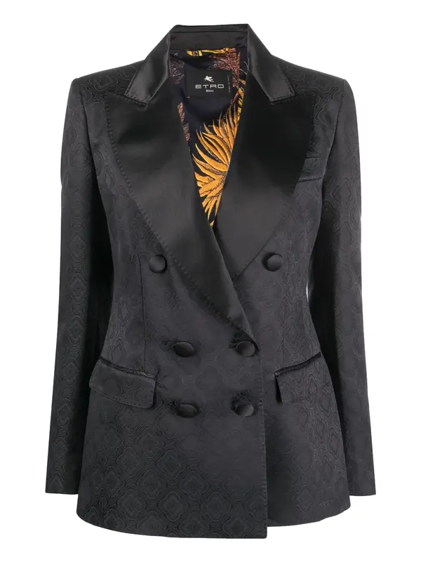 Etro Patterned Jacquard Satin Blazer - Black