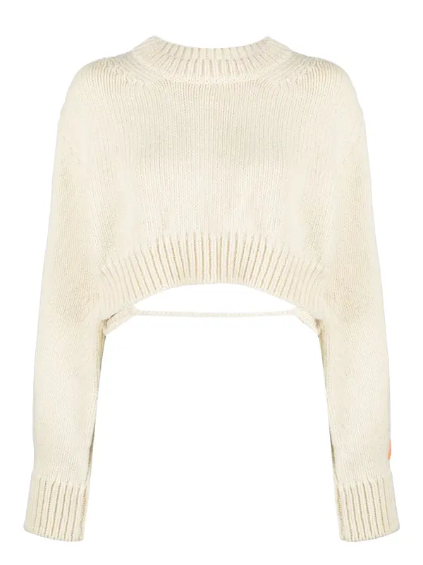 Heron Preston Open-back Cropped Wool Jumper - White