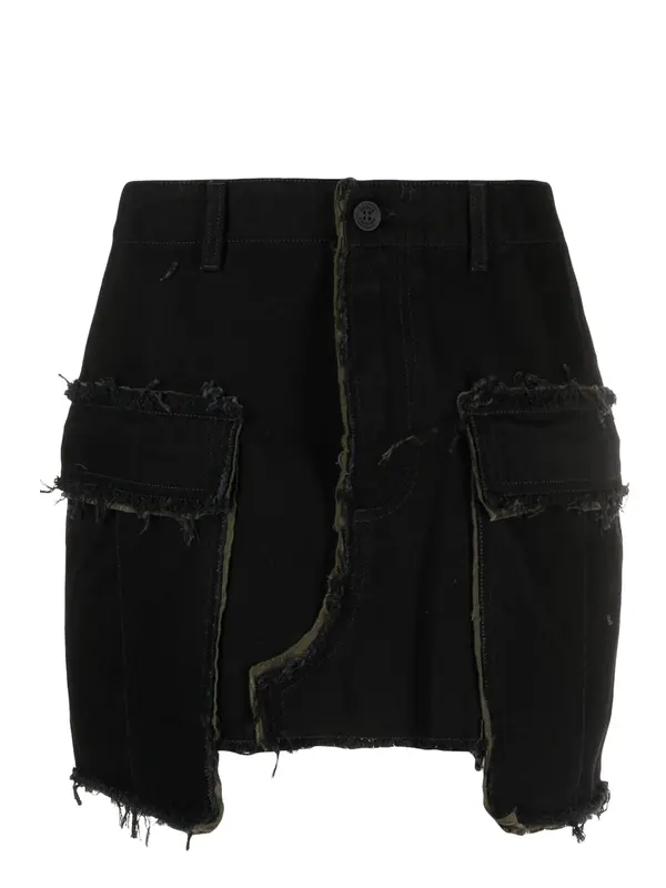 Heron Preston Rebuilt Denim Cargo Skirt - Black