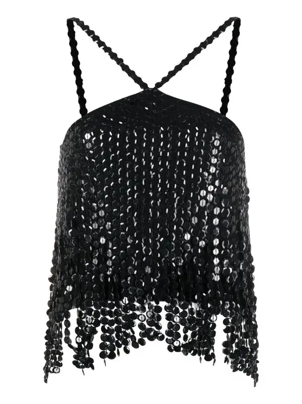 Attico Sequin-embellished Layered Top - Black