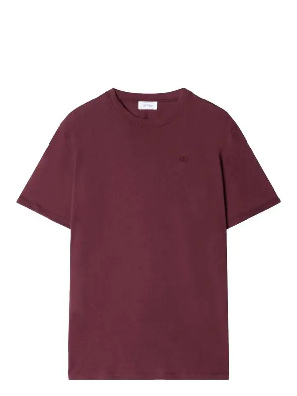 Off-White Logo-embroidered Cotton T-shirt - Red