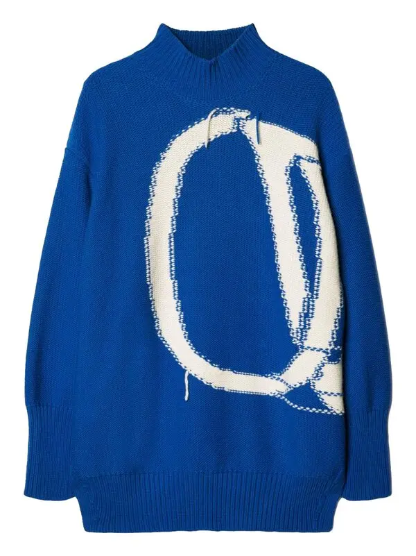 Off-White Logo-intarsia Wool Jumper - Blue