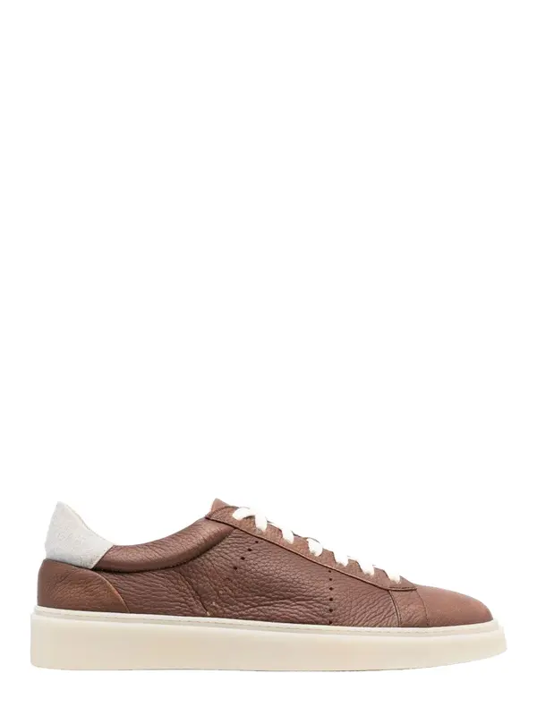 Eleventy Low-top Leather Sneakers - Brown