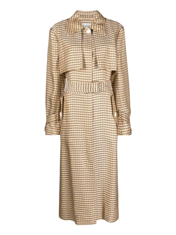 LANVIN Checkered Trench Coat - Orange