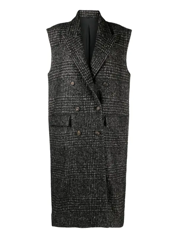 Brunello Cucinelli Double-breasted Checked Vest - Grey