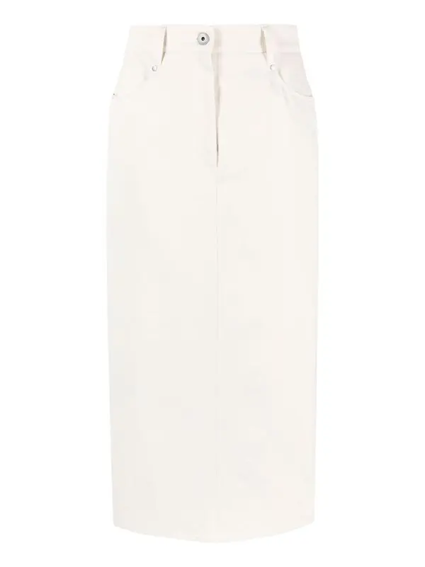 Brunello Cucinelli A-line Maxi Skirt In Light Beige Cotton - Neutrals