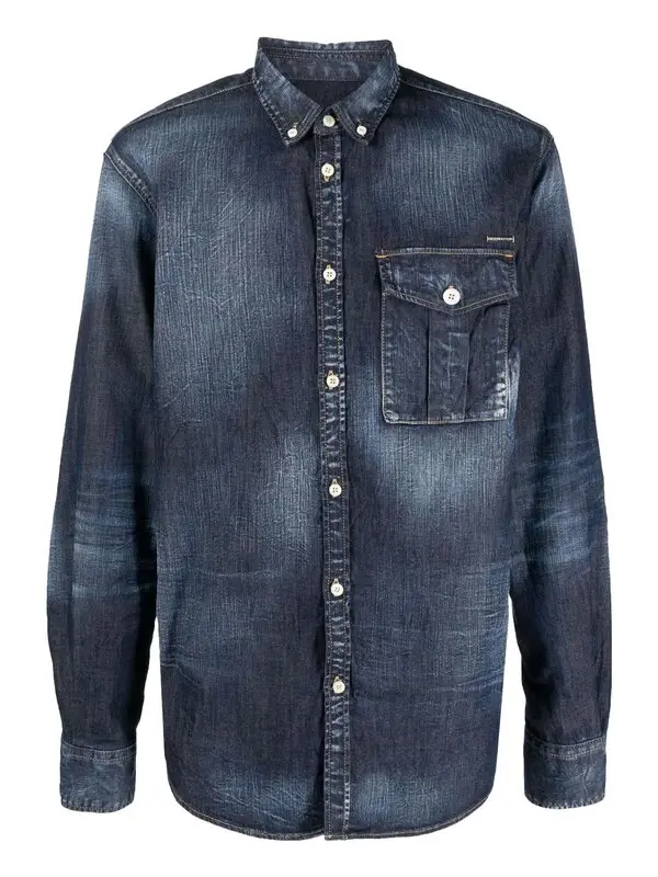 Dsquared2 Logo-plaque Denim Shirt - Blue