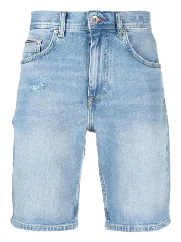 Tommy Hilfiger Brooklyn Distressed Denim Shorts - Blue