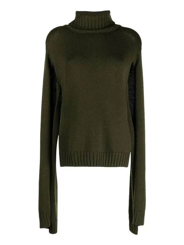 Monse Slit-sleeves Knitted Turtleneck Sweater - Green