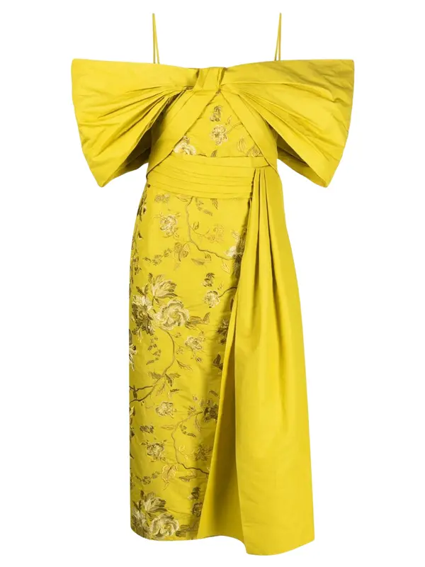Erdem Evora Off-shoulder Embroidered Dress - Yellow