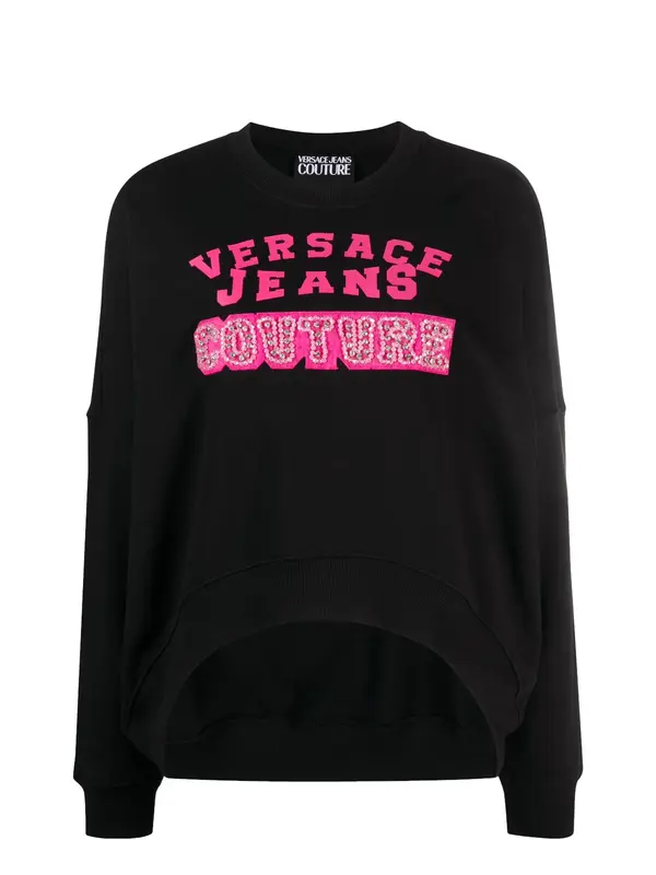 Versace Crystal-embellished Logo Sweatshirt - Black