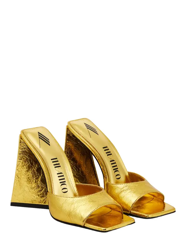 Attico Devon Laminated Leather Mules - Gold
