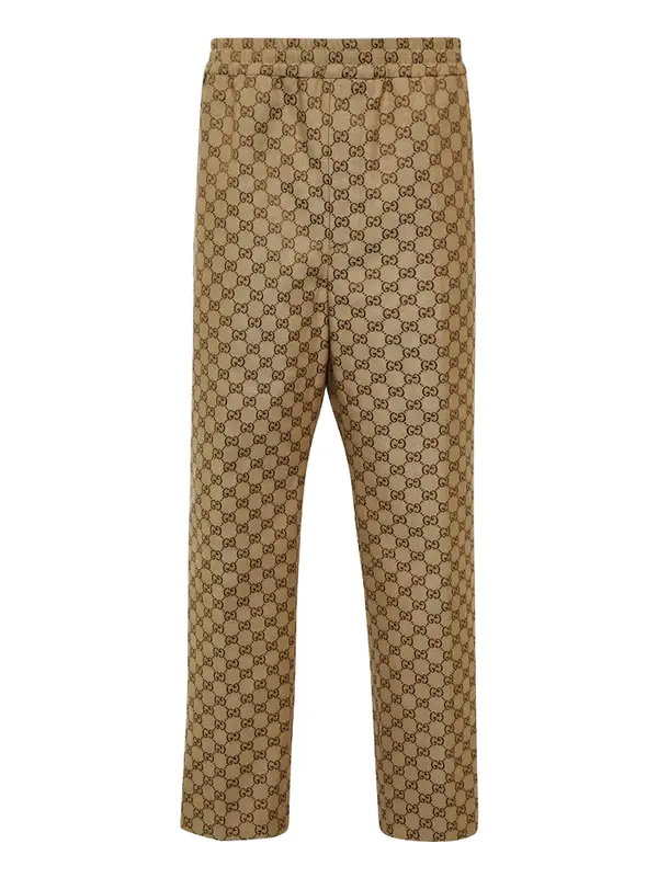 Gucci Gg Supreme Cotton-blend Pants - Beige