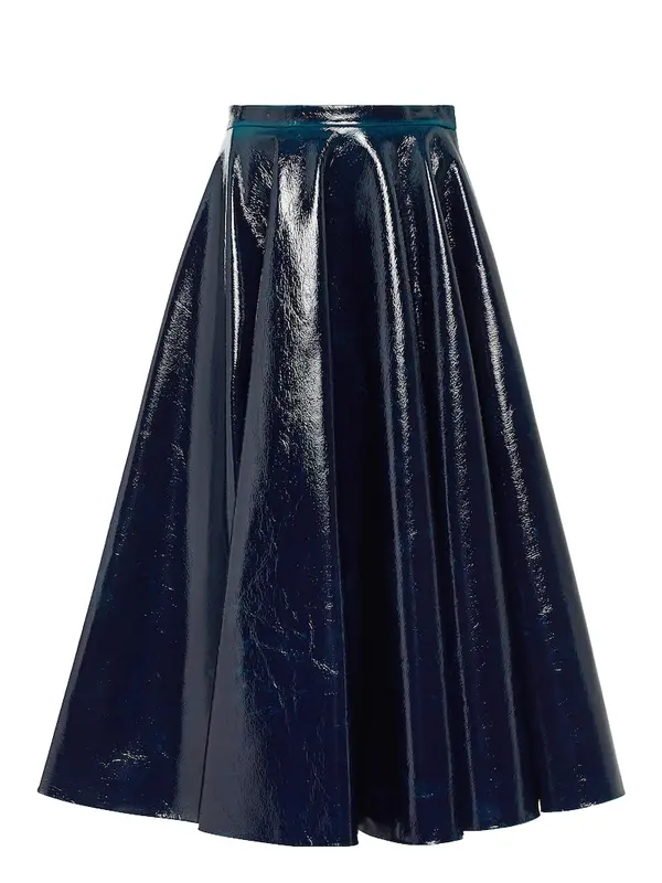 Alaïa Coated Wool-blend Midi Skirt - Blue