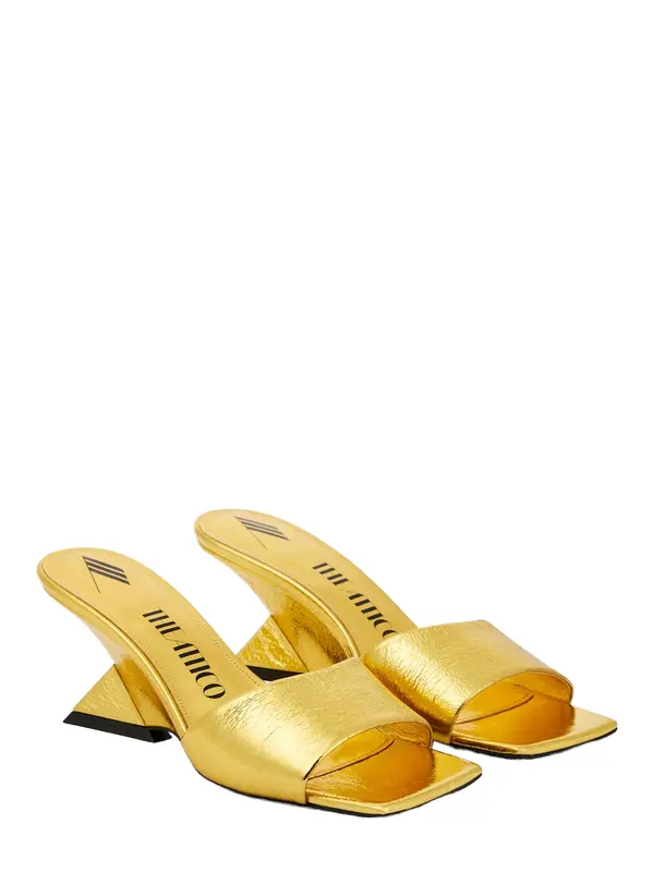 Attico Cheope Laminated Leather Mules - Gold