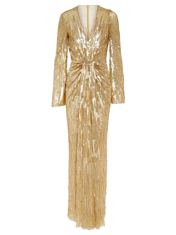 Jenny Packham Margot Sequined Gown - Gold