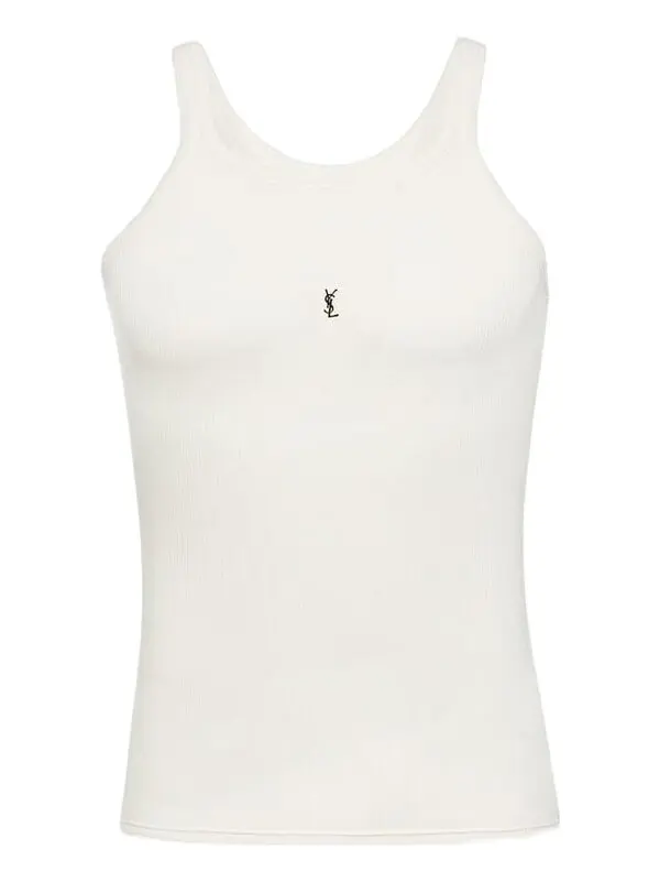 Saint Laurent Cassandra Cotton Jersey Tank Top - White