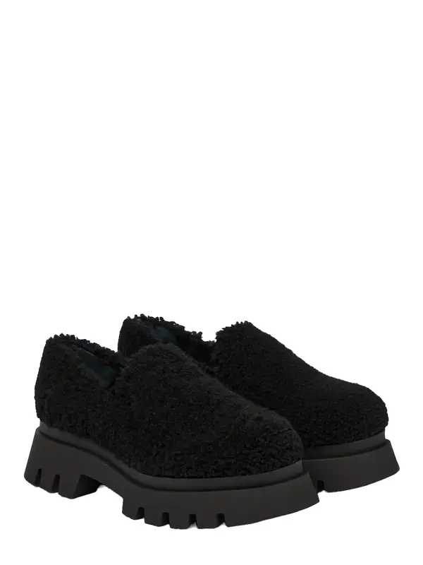 Dorothee Schumacher Furry Chic Shearling Platform Loafers - Black