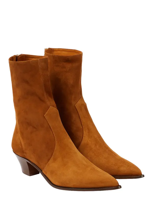 AQUAZZURA Brunswick Suede Ankle Boots - Brown