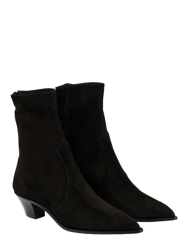 AQUAZZURA Brunswick Suede Ankle Boots - Black