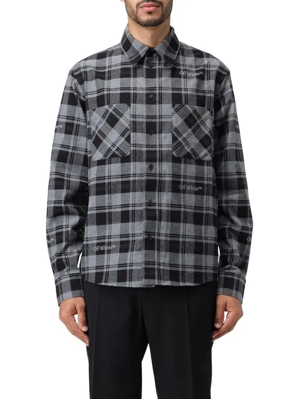 Off-White Shirt In Cotton Flannel - Grey