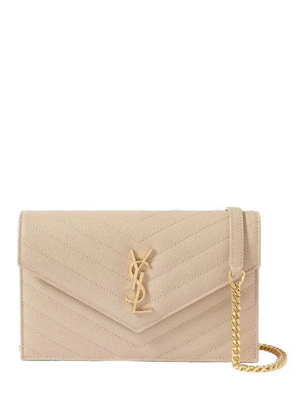 Saint Laurent Cassandre Matelassé Textured-leather Shoulder Bag - Neutrals