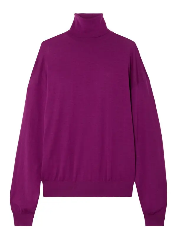 Saint Laurent Wool Turtleneck Sweater - Purple