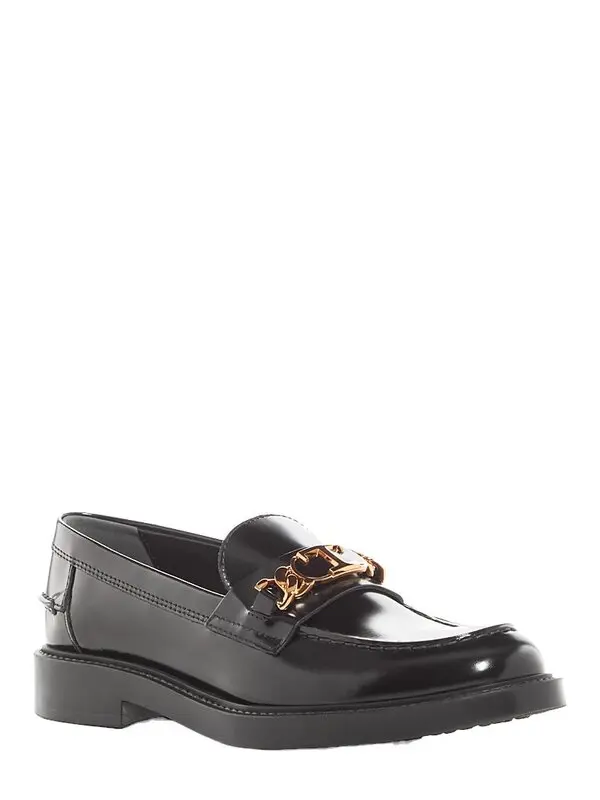 TOD'S T Chain Moc Toe Loafers - Black
