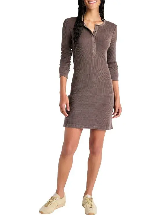 Splendid Henley Long Sleeve Mini Dress - Chocolate