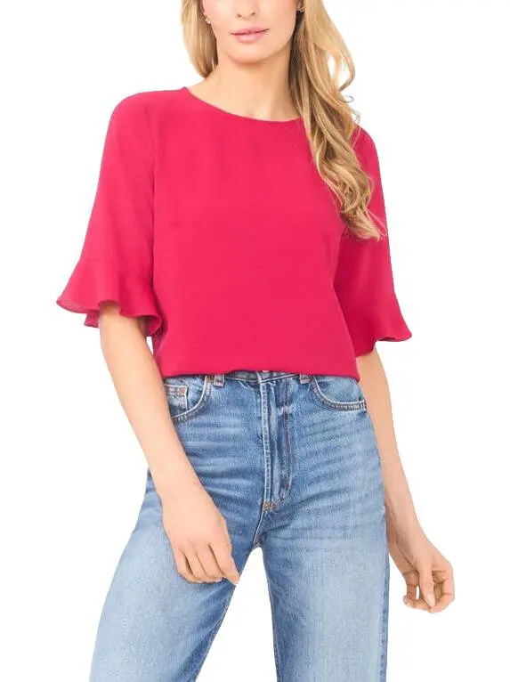 CECE DUPRAZ Ruffle Cuff Blouse - Rose Cerise