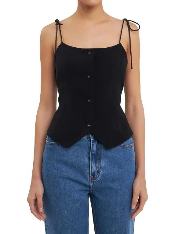 GREY LAB Shoulder Tie Vest - Black