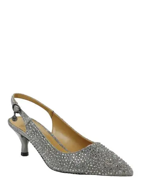 J. Reneé Ferryanne Slingback Pumps - Pewter Glitter/rhinestones
