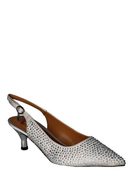 J. Reneé Ferryanne Slingback Pumps - Steel Gray Satin/rhinestones