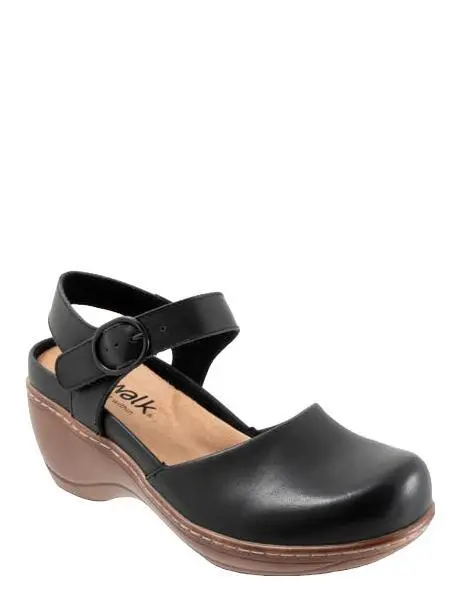Softwalk Mabelle Ankle Strap Clog - Black
