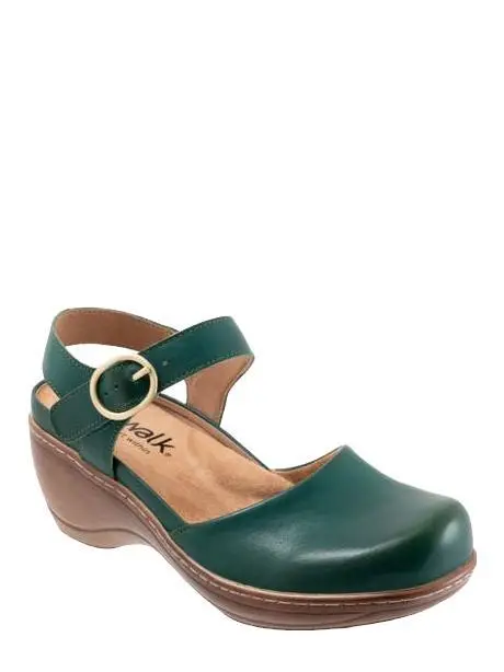 Softwalk Mabelle Ankle Strap Clog - Dk Green