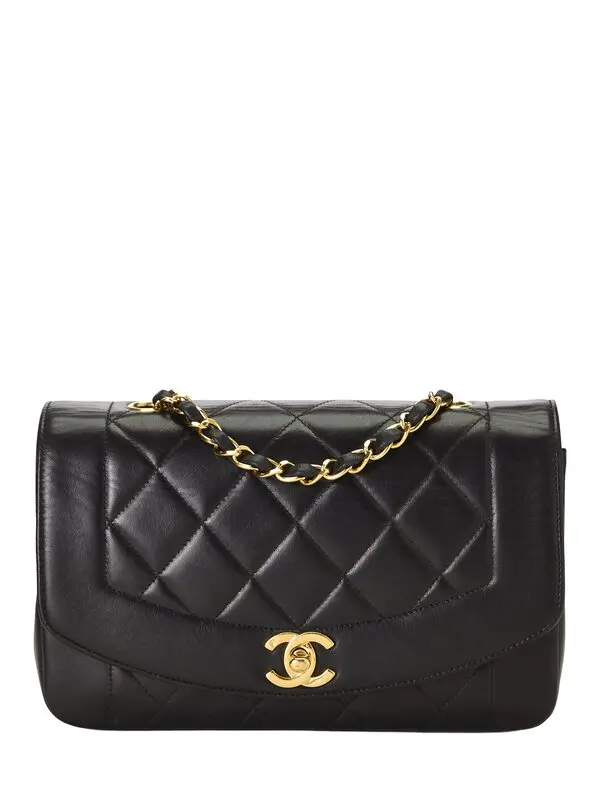 Chanel Quilted Lambskin Diana Flap Bag - Black