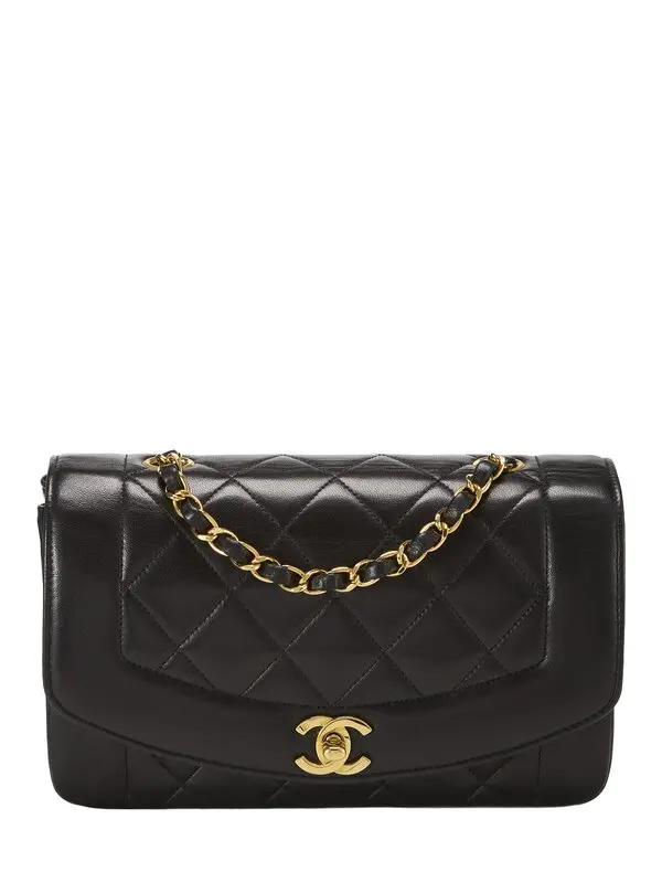 Chanel Quilted Lambskin Diana Flap Bag - Black