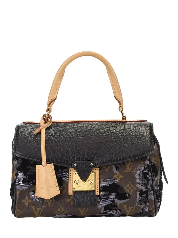 LOUIS VUITTON Monogram Fleur De Jais Carrousel Bag - Black