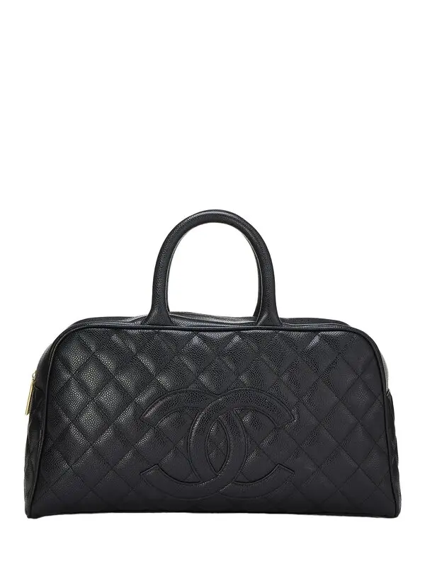 Chanel Quilted Caviar Bowler Bag - Black