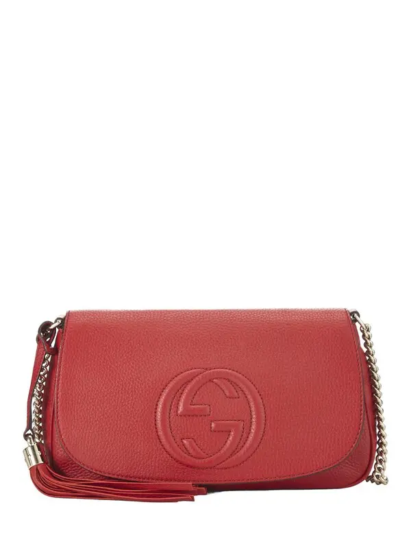 Gucci Grained Leather Soho Chain Flap Crossbody - Red