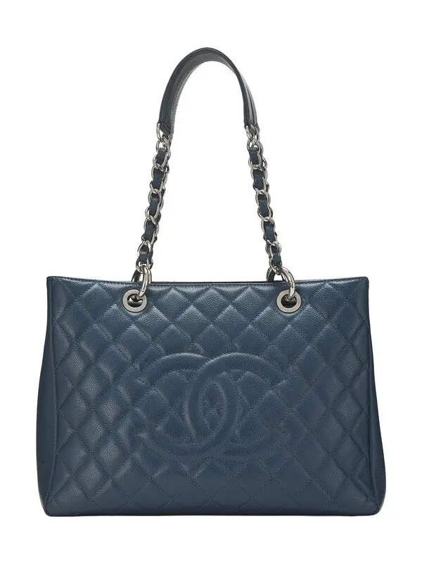 Chanel Quilted Caviar Grand Shopping Tote - Blue