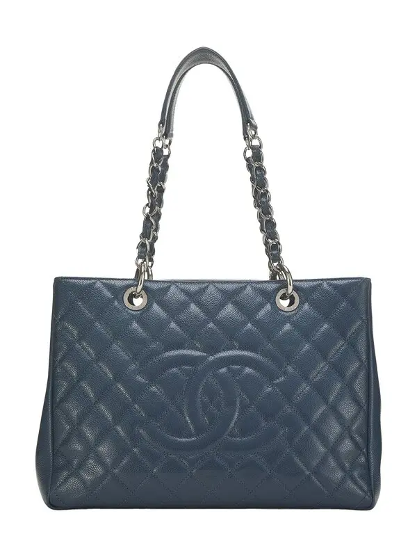 Chanel Quilted Caviar Grand Shopping Tote - Blue