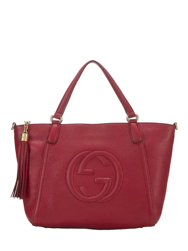 Gucci Grained Leather Soho Top Handle Bag - Red