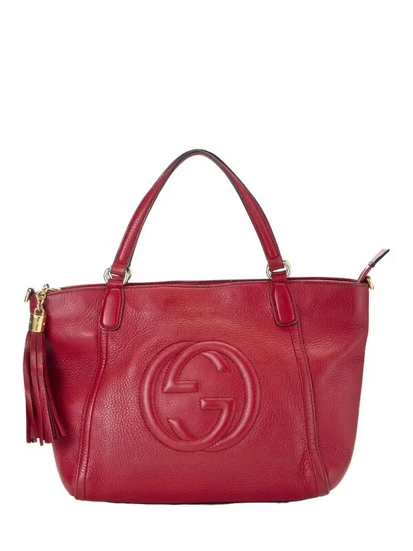Gucci Grained Leather Soho Top Handle Bag - Red