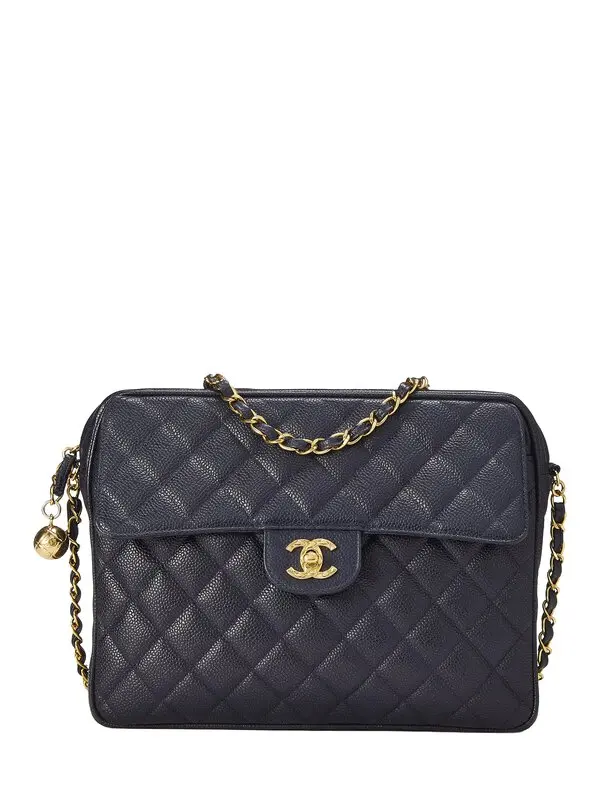 Chanel Quilted Caviar Camera Bag - Navy
