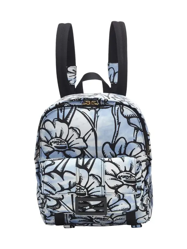 Fendi Nylon Printed Backpack - Blue