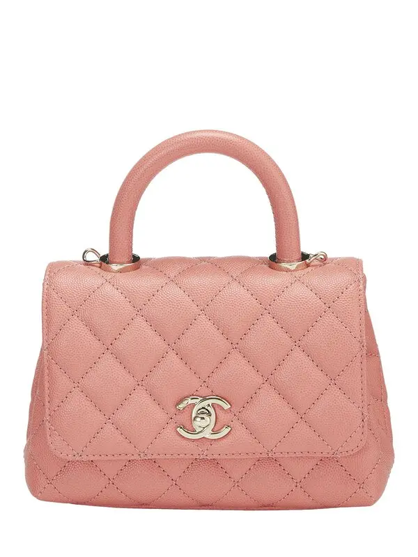 Chanel Quilted Coco Handle Bag - Pink