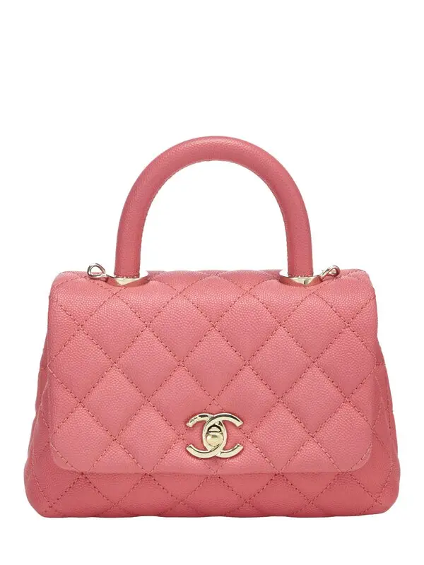 Chanel Quilted Coco Handle Bag - Pink